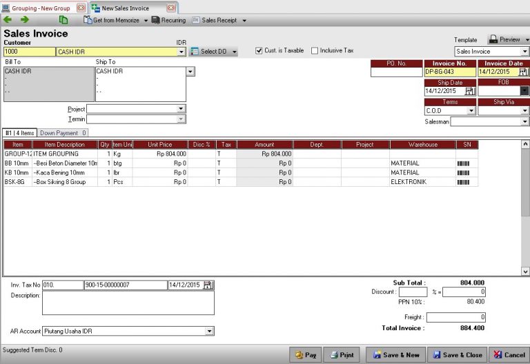 Item Grouping – Solution Center for ACCURATE & RENE
